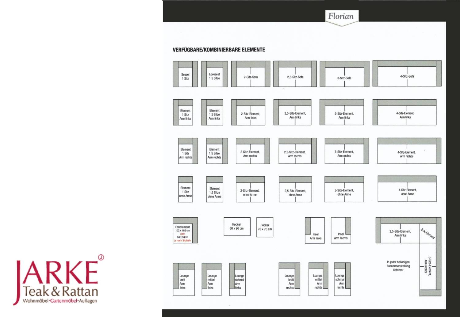 Sofa Serie "Florian" in diversen Farbtönen bei Jarke